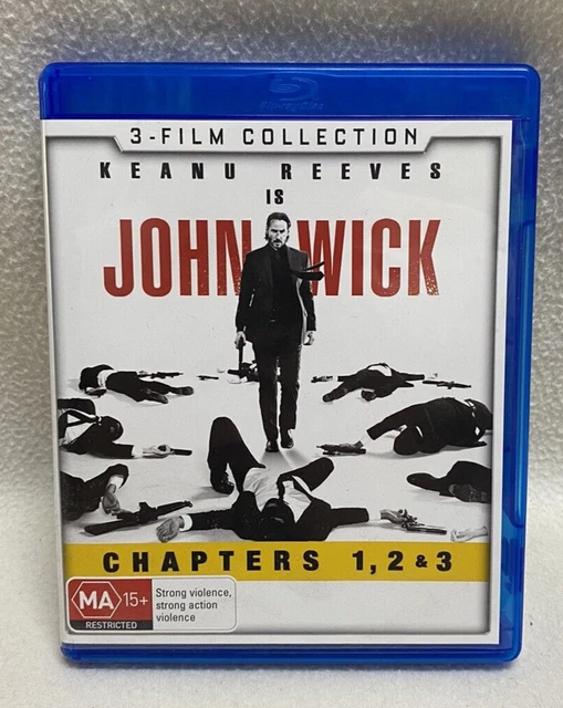 JOHN WICK 3-FILM Collection Chapters 1, 2 & 3 on Blu Ray Region B Keanu ...