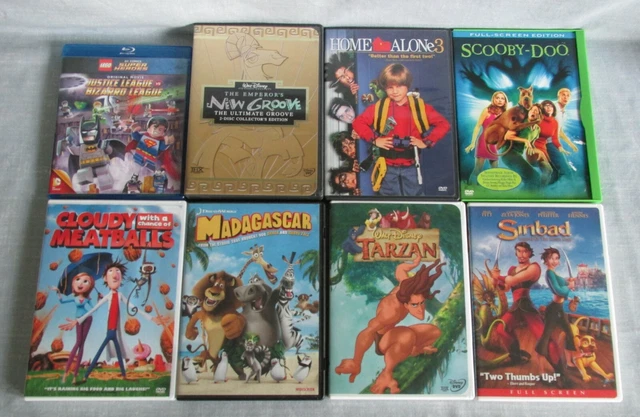 8 KIDS MOVIES Dvd Lot Tarzan Scooby-Doo Sinbad Madagascar Emperor's New ...