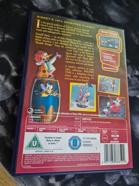 MELODY TIME, UK DVD, Walt Disney Classics, Animated Cartoon, $3.68 ...