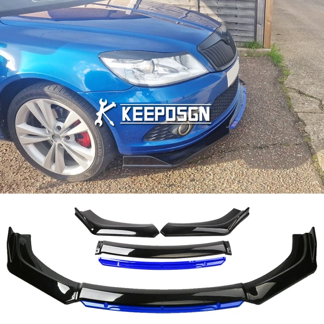 FOR SKODA OCTAVIA RS 2010 Blue Front Bumper Lip Splitter Spoiler Lower ...