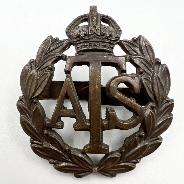 GENUINE WW2 ATS Auxiliary Territorial Service Officers Bronze Cap Badge ...