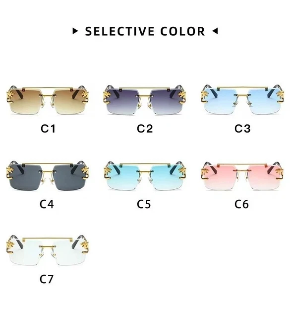 LEOPARD HEAD FRAMELESS Sunglasses with Eye Protection for a Fashionable ...