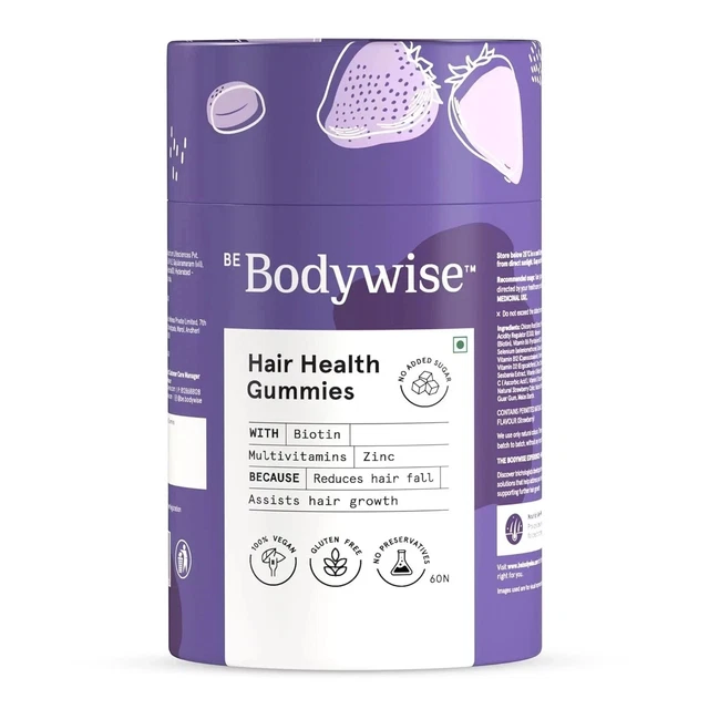 BE BODYWISE BIOTIN Hair Gummies 60 Capsules for Stronger, Shinier Hair ...