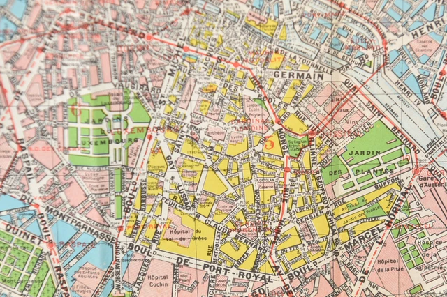 CIRCA 1970S PARIS City & Subway/Metro Map-Carte de la Banlieue-Plan de ...
