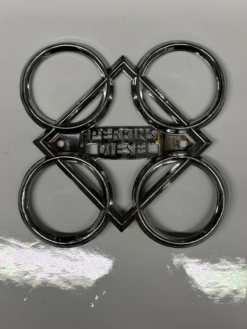 VINTAGE CHROME PERKINS Diesel Grille Emblem , Nuffield Tractor , Truck ...