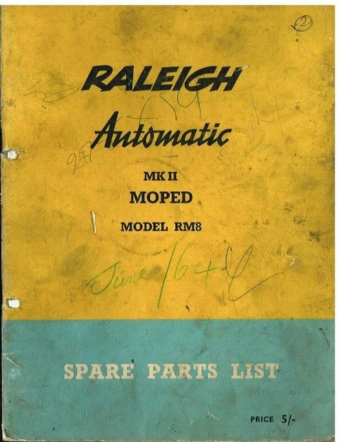 RALEIGH AUTOMATIC MKII MOPED MODEL RM8 ORIG. FACTORY ILLUSTRATED PARTS ...