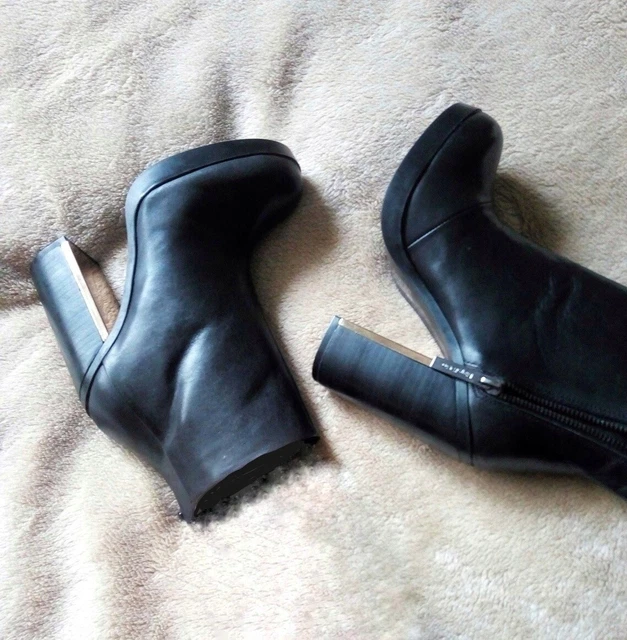 RAG & CO Leather Lacey Block Heel Platform Boots £47.48 - PicClick UK