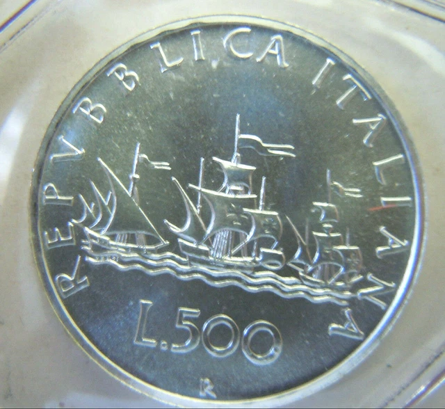 ITALY 500 LIRE, 1998 Christopher Columbus's ships, silver coin unc ex ...