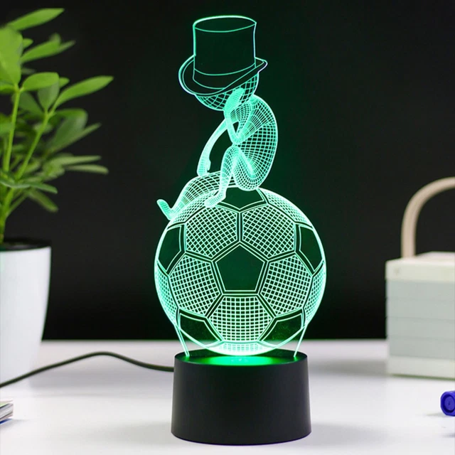 THINKING FOOTBALL BOY Design Lamp 3D LED Night Light Touch Desk Lamp £ ...