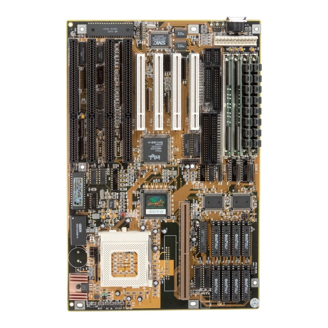 MOTHERBOARD BABY AT Soyo SY-5TC2 Socket 7 Fpm / Edo PCI Isa + 40MB RAM ...