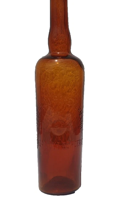 BOUTEILLE EN VERRE Soufflé Ambre Liqueur Du Pere Kermann Xix°Siecle ...