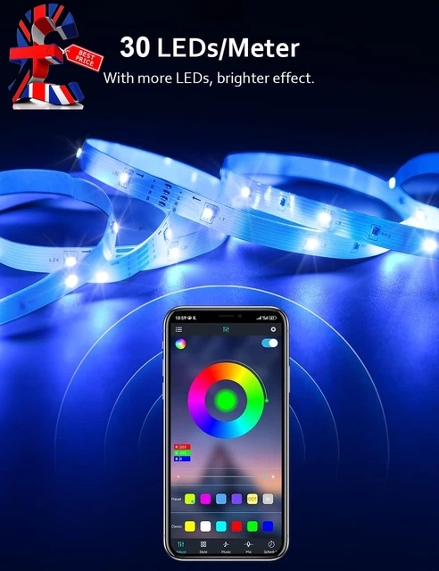 LED STRIP LIGHT Lights 10M, 1X10M, 30 Leds/Meter, 24V RGB LED Strip Light, 300 L £16.99 ...