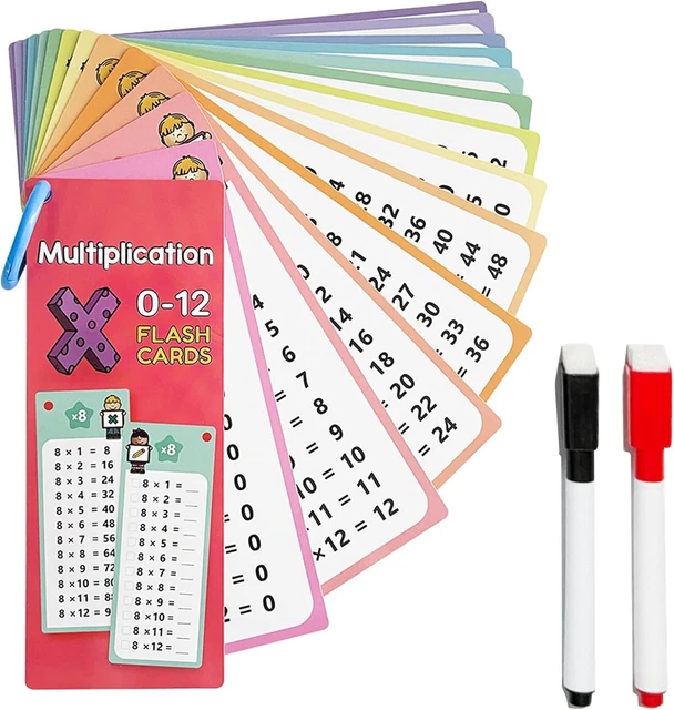 MULTIPLICATION TIME TABLES Flash Cards,0-12 Times Table Math Flash ...