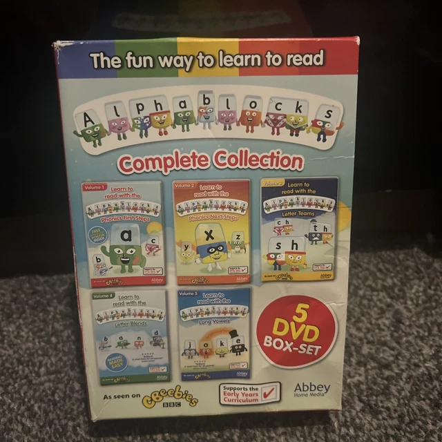 ALPHABLOCKS COLLECTION DVD Box Set Volumes 1-5 CBeebies Phonics Reading ...