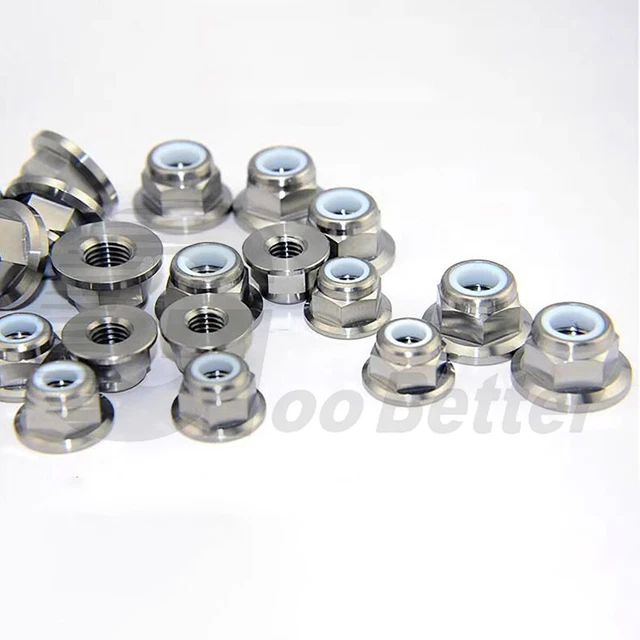 M6 M8 M10 Titanium Flanged Nyloc Nuts Flange Nylon Insert Locking GR5 Ti-6Al-4V EUR 4,91 ...