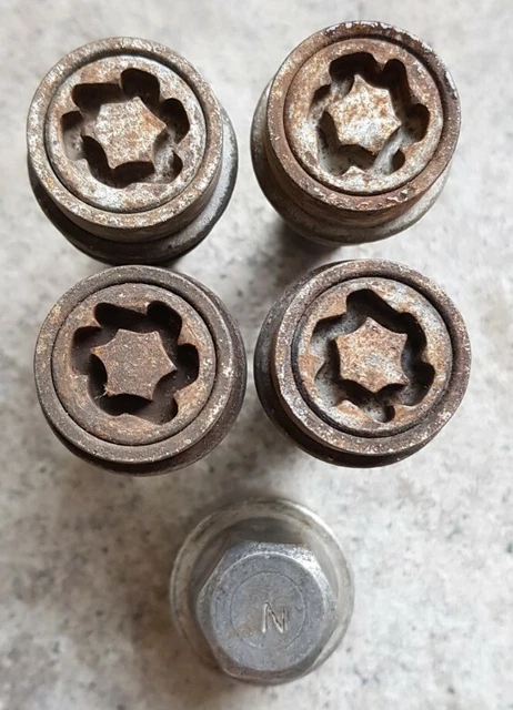 GENUINE VW T5 T6 TRANSPORTER LOCKING WHEEL NUTS BOLT KEY SET 19mm VAN ...
