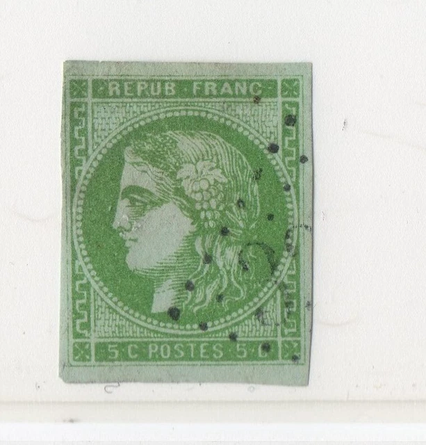 FRANCE ! TIMBRE ancien CERES de BORDEAUX de 1870 5c Vert Emeraude EUR ...