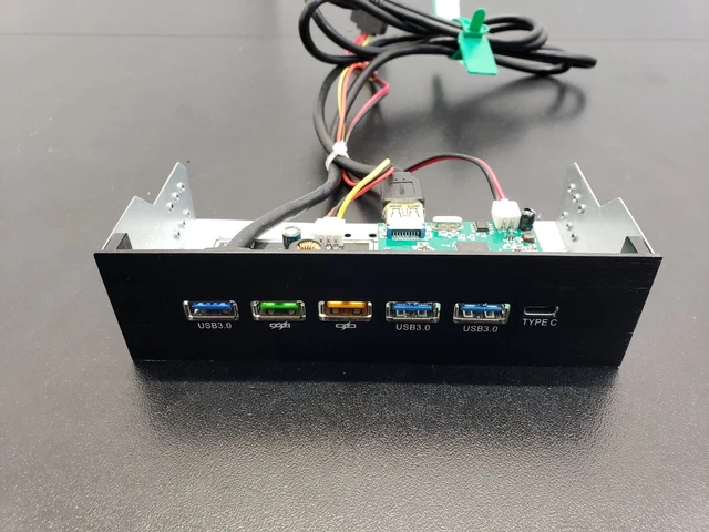 EZDIY-FAB USB3.0 FRONT Panel Hub 5.25 Inch, 1x Type C, 3X USB 3.0, QC3 ...