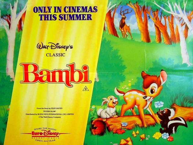 BAMBI 1942 WALT Disney David Hand Animation - Felix Salten UK QUAD ...