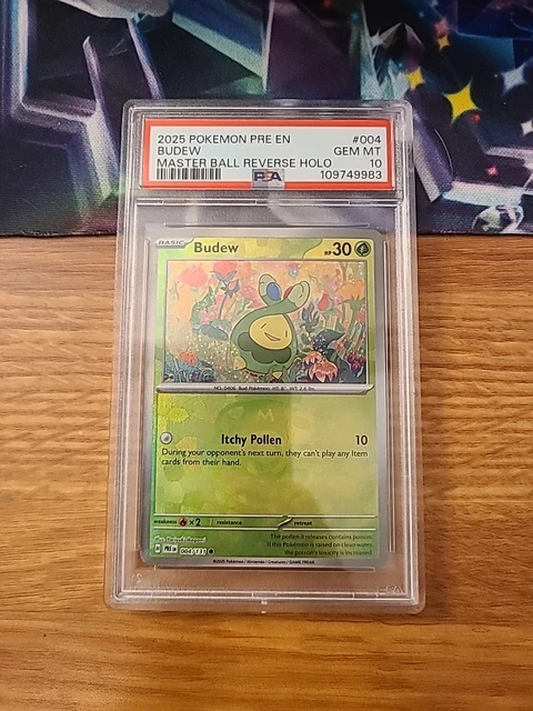2025 POKEMON PRE En-Prismatic Evolutions Master Ball Reverse Holo Budew ...