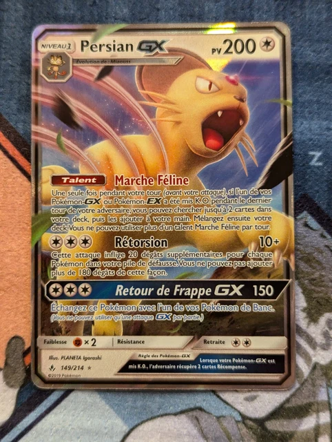 CARTE POKÉMON PERSIAN GX 149/214 Soleil & Lune Alliance Infaillible ...