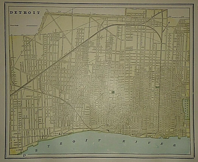VINTAGE CIRCA 1898 DETROIT MAP Antique Original Folio Size Map Atlas ...