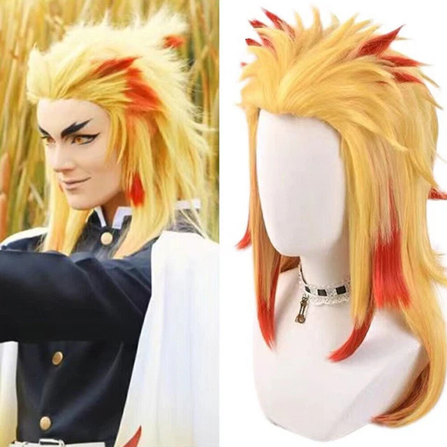 FOR DEMON SLAYER Kimetsu No Yaiba Rengoku Kyoujurou Cosplay Wig Cosplay ...