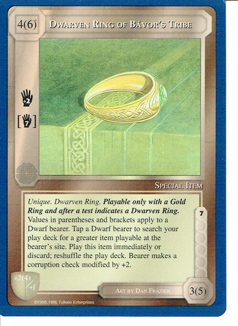 MIDDLE EARTH BLUE Border Premier Rare Card Dwarven Ring Of Bavor's ...