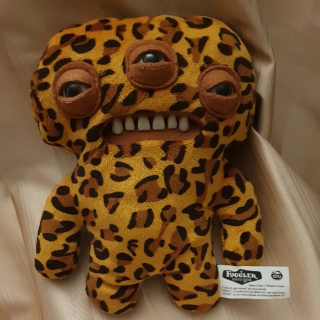 3 EYED FUGGLER Funny Ugly Monster Leopard Print 8.5" Three Eyes Soft ...