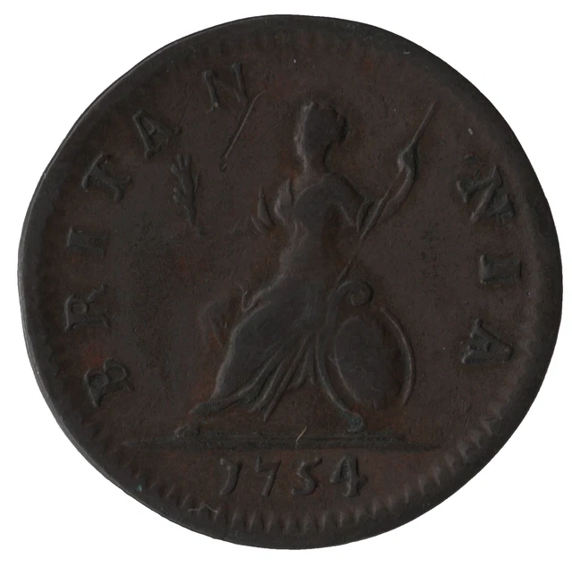 1754 GREAT BRITAIN George II Farthing Coin Pre-Decimal £100.00 ...