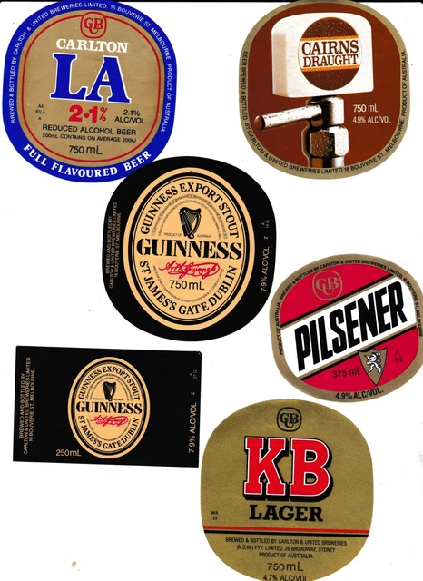 6 X AUSTRALIAN CUB beer labels. $10.00 - PicClick AU