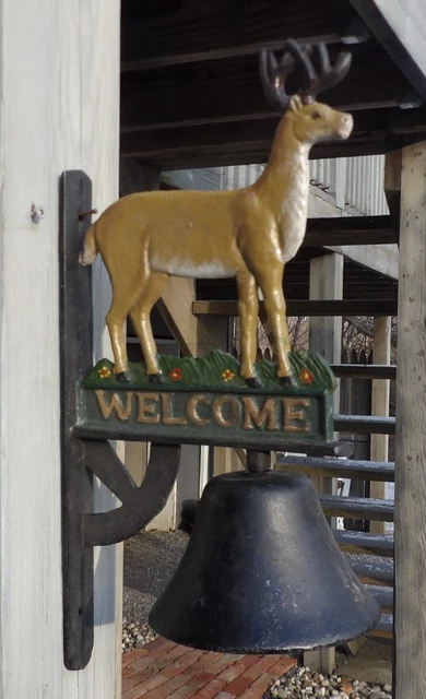 VINTAGE CAST IRON Deer Dinner Porch Welcome Bell No Ringer $83.00 ...