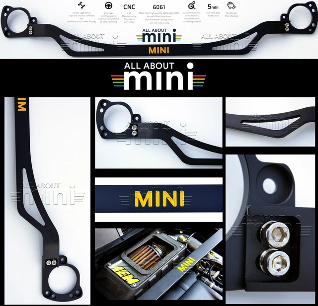 MINI COOPER/S/ONE ALUMINUM FRONT STRUT BRACE BAR for AEM Air Intake R55 ...