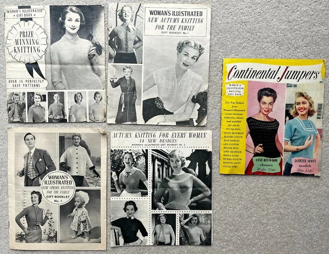 5 VINTAGE WOMAN'S Illustrated knitting pattern gift books - 1950s ...
