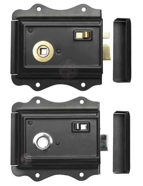 OLD ENGLISH VICTORIAN Style Rim Bathroom Bedroom Lock Latch Black ...