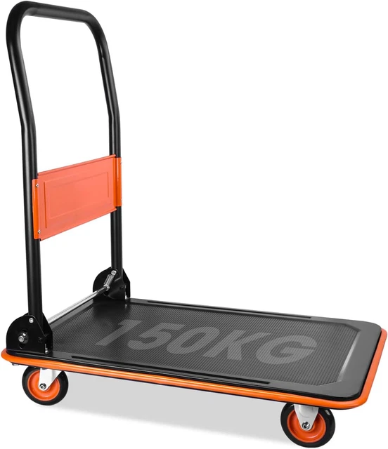 HERZO 150 KG Heavy Duty Folding Platform Trolley, Platform Truck,Silent ...