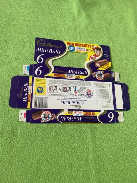 CADBURYS MINI ROLLS wheres wally empty packet £6.96 - PicClick UK