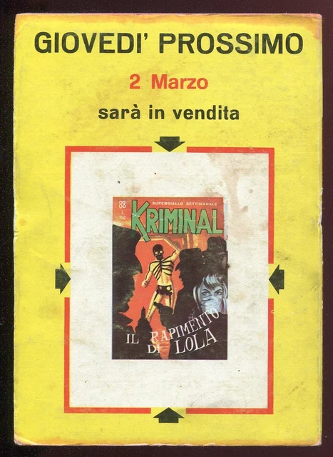 KRIMINAL N°87 QUALCHE Volta Le Mele Sono Bacate Editoriale Corno 1967 ...