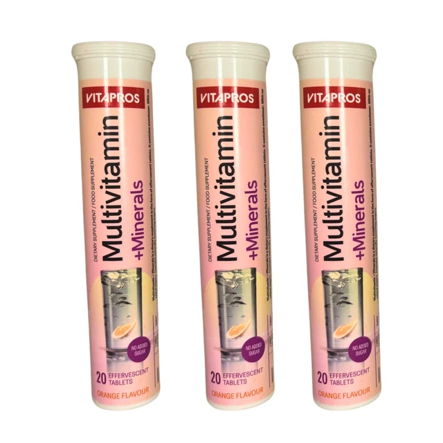 VITAPROS MULTIVITAMIN + Minerals Effervescent Tablets -Vegan, Sugar ...