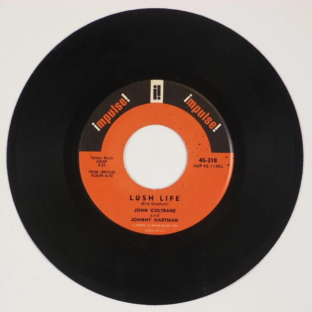 JOHN COLTRANE, JOHNNY HARTMAN : Lush Life US Impulse Jazz 45 ENTENDRE ...