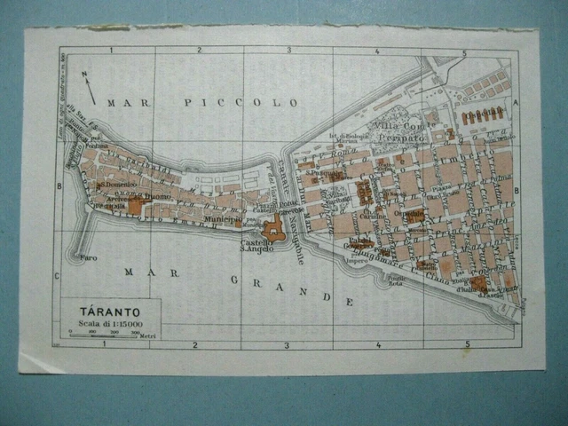 STAMPA ANTICA MAPPA CARTA PIANTA CITTA DI TARANTO 1940 EUR 6,00 ...