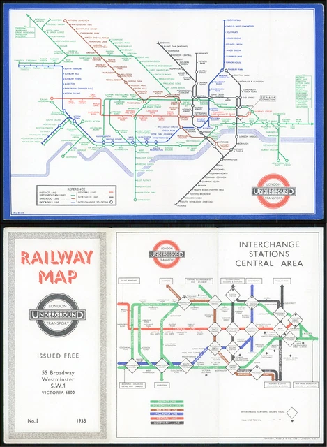 1938 ORIGINAL VINTAGE London Underground Tube Map No 1 Harry Beck (LM10 ...