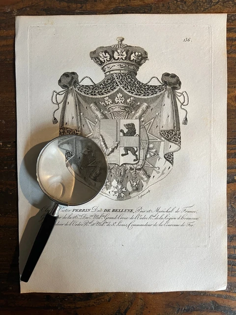 BLASON ARMOIRIE Héraldique Victor Perrin Duc De Bellune Pair De France ...