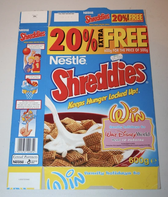 VINTAGE NESTLE SHREDDIES Walt Disney World Cereal Box 1999 £7.99 ...