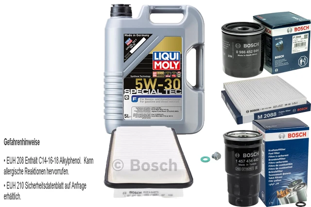 BOSCH INSPECTION SET 5L Huile Liqui Moly Spécial Tec F 5W-30 pour Toyota Corolla EUR 114,64 ...