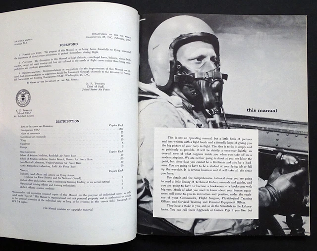1950'S VINTAGE YOUR BODY IN FLIGHT Pilot Training Book / AIR FORCE ...