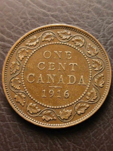 1916 CANADA LARGE Cent (gd1) George V Canadian Penny Copper Coin Cent ...