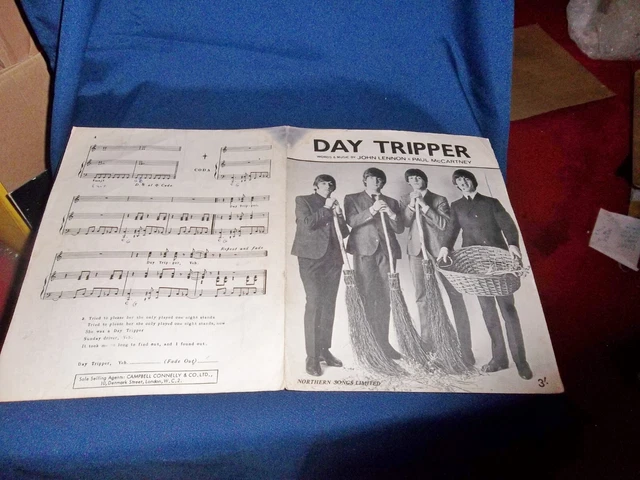 THE BEATLES ORIGINAL Sheet Music 1965 Day Tripper Northern Songs ...