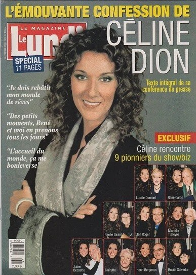 CELINE DION LUNDI magazine 1998 SOPHIE MARCEAU Pierre Cardin IAN ...