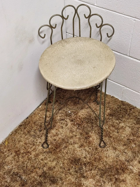 ICE CREAM PARLOR Boudoir Chair Seat Twisted Metal Leg MCM Vintage ROUGH ...